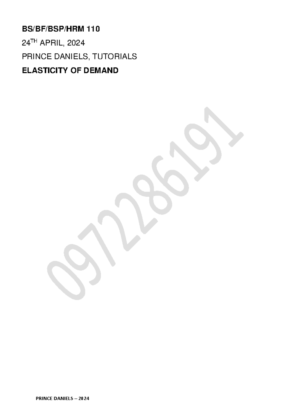 BS 110 Tutorial -24TH April - BS/BF/BSP/HRM 110 24 TH APRIL, 2024 ...
