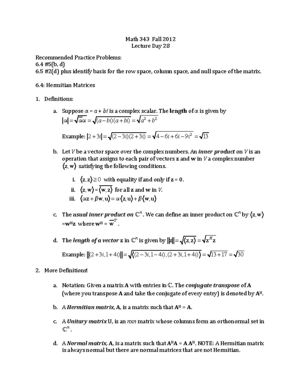 Math 343 F12 Day 28 Homework - Math 343 Fall 2012 Lecture Day 28 ...