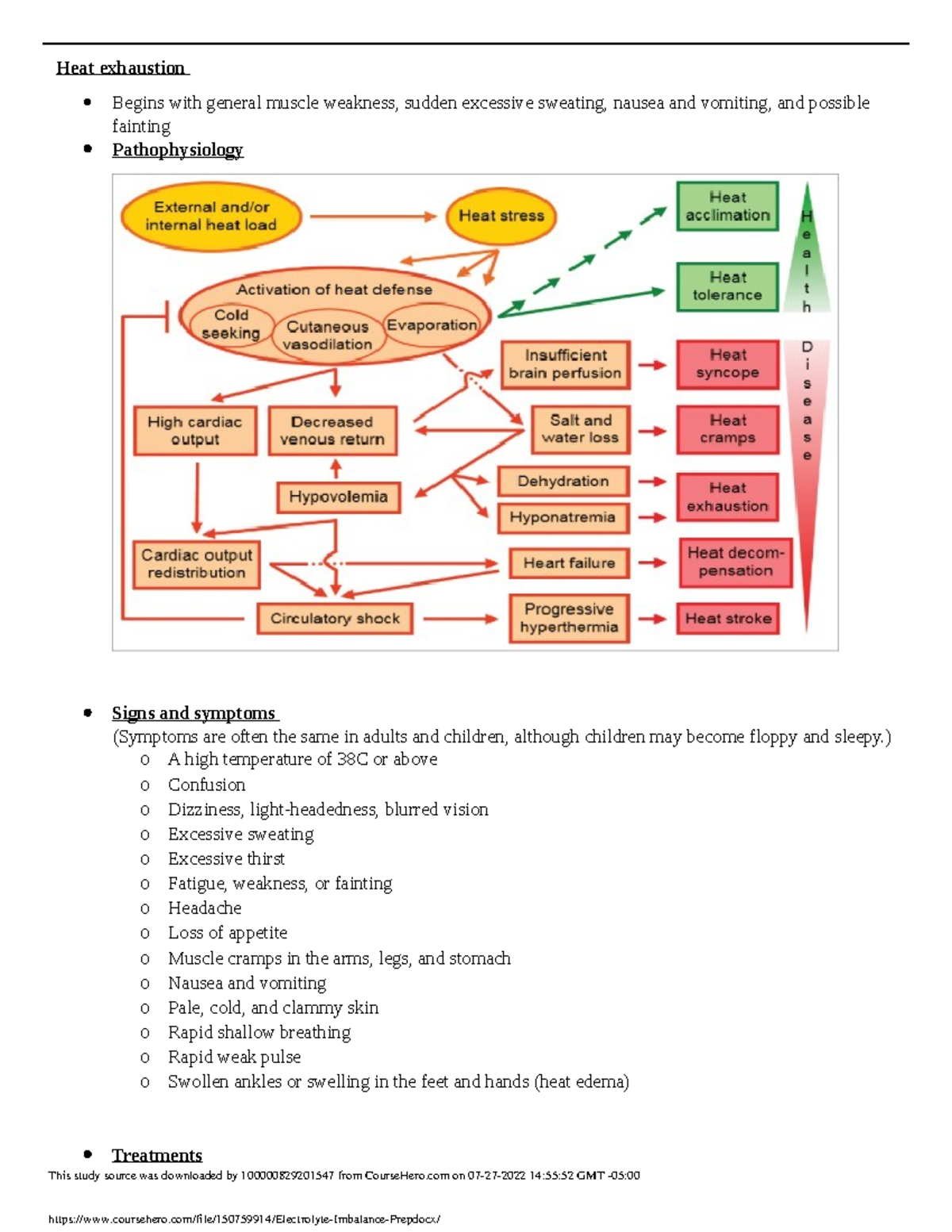 Electrolyte Imbalance Prep - Heat exhaustion Begins with general muscle ...