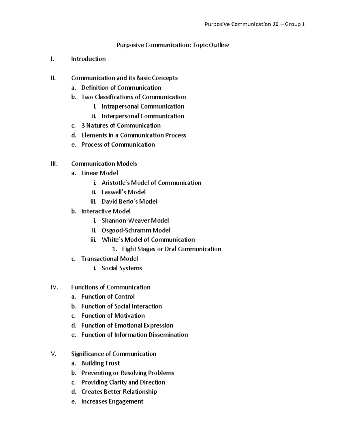 Purposive Communication Group 1 Topic Outline - Purposive Communication 20 – Group 1 Purposive ...