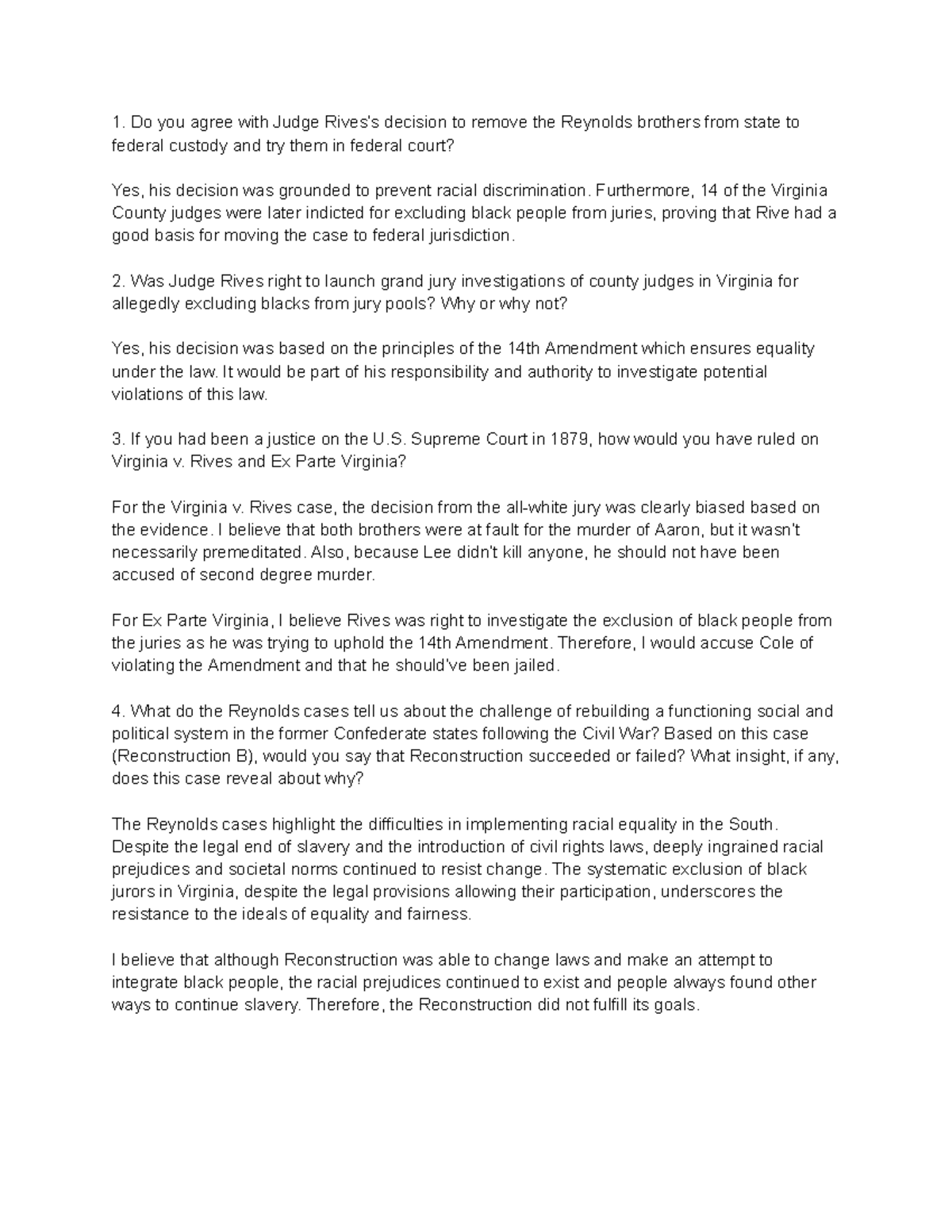 Reconstruction Case - Google Docs - Do you agree with Judge Rives’s ...