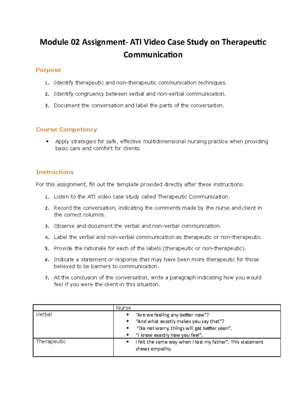 NUR2356 Module 02 Assignment - Module 02 Assignment- ATI Video Case ...