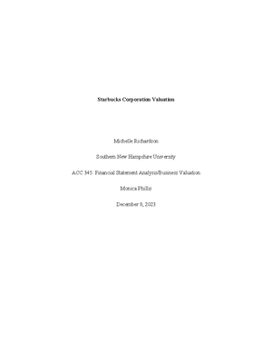 ACC 345 Business Valuation Template - Milestone Two: Financial Analysis ...