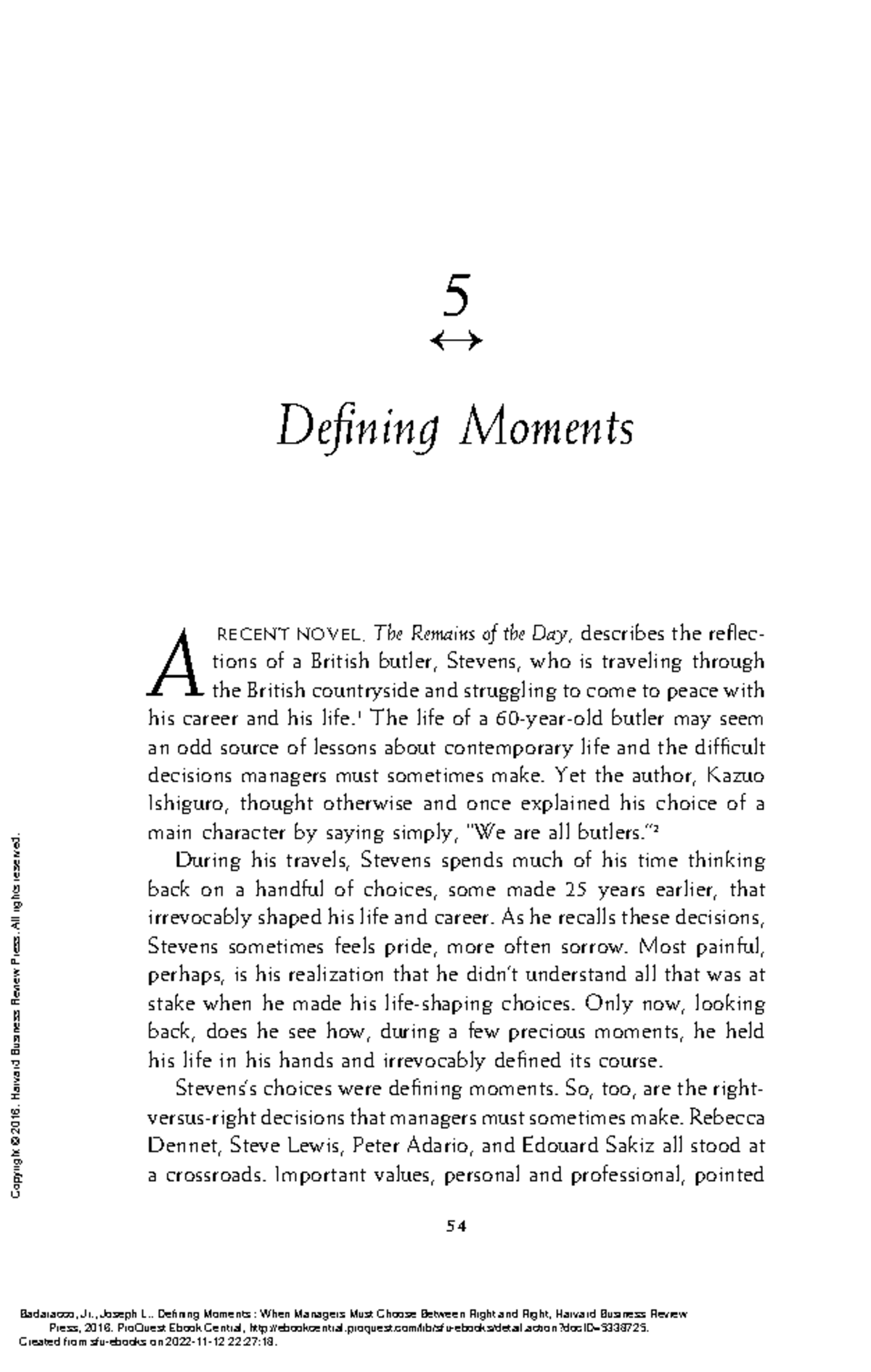 Defining Moments When Managers Must Choose Between - 5 ↔ Defining ...