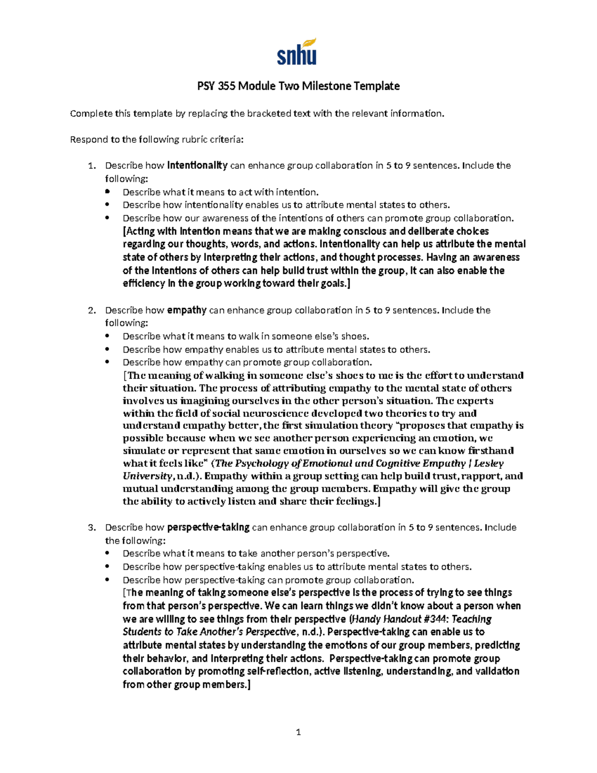 PSY 355 Module Two Milestone Template - PSY 355 Module Two Milestone ...
