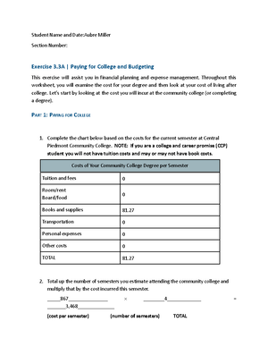Exercise 1.3 Academic Readiness and Your GPA - Student Name:Rahma ...