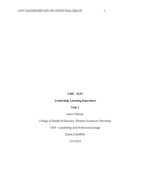 C489 task 1 - Passed task 1 - Organization Systems and Quality ...