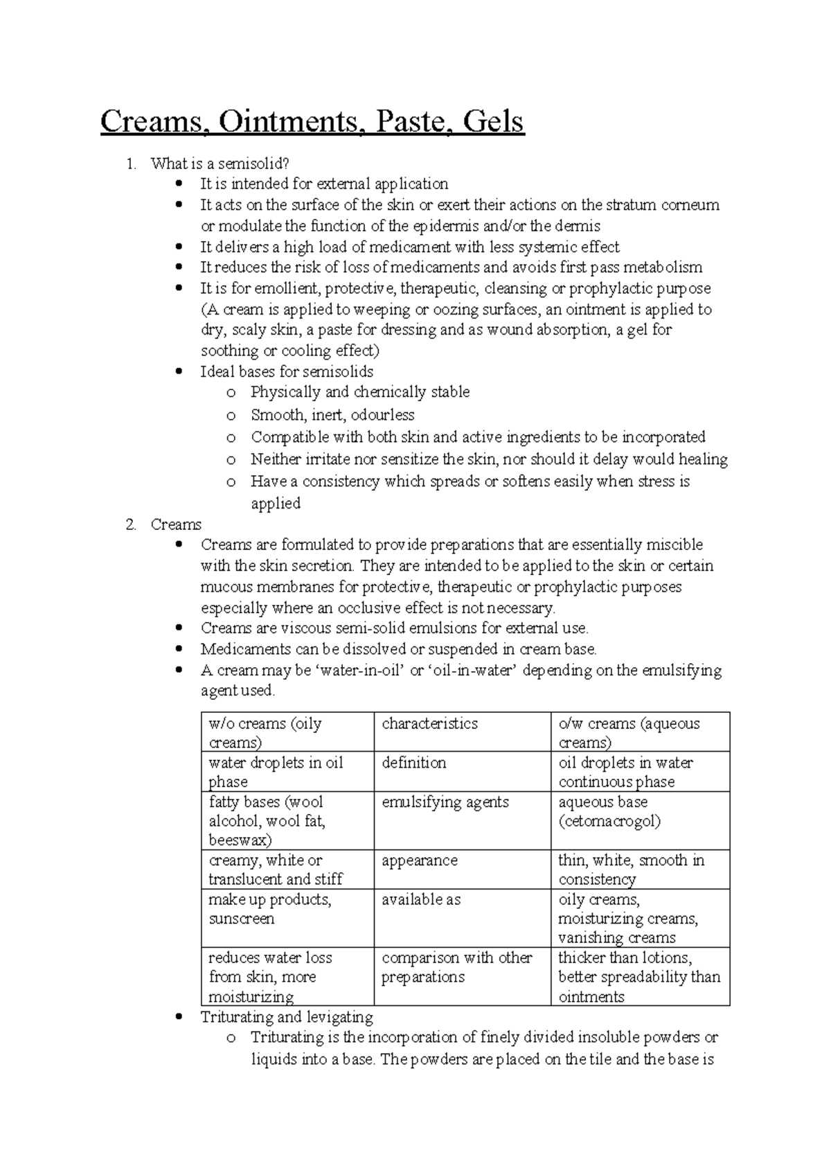 Semi Solids-Creams, Ointments, Gel, Paste - Creams, Ointments, Paste ...