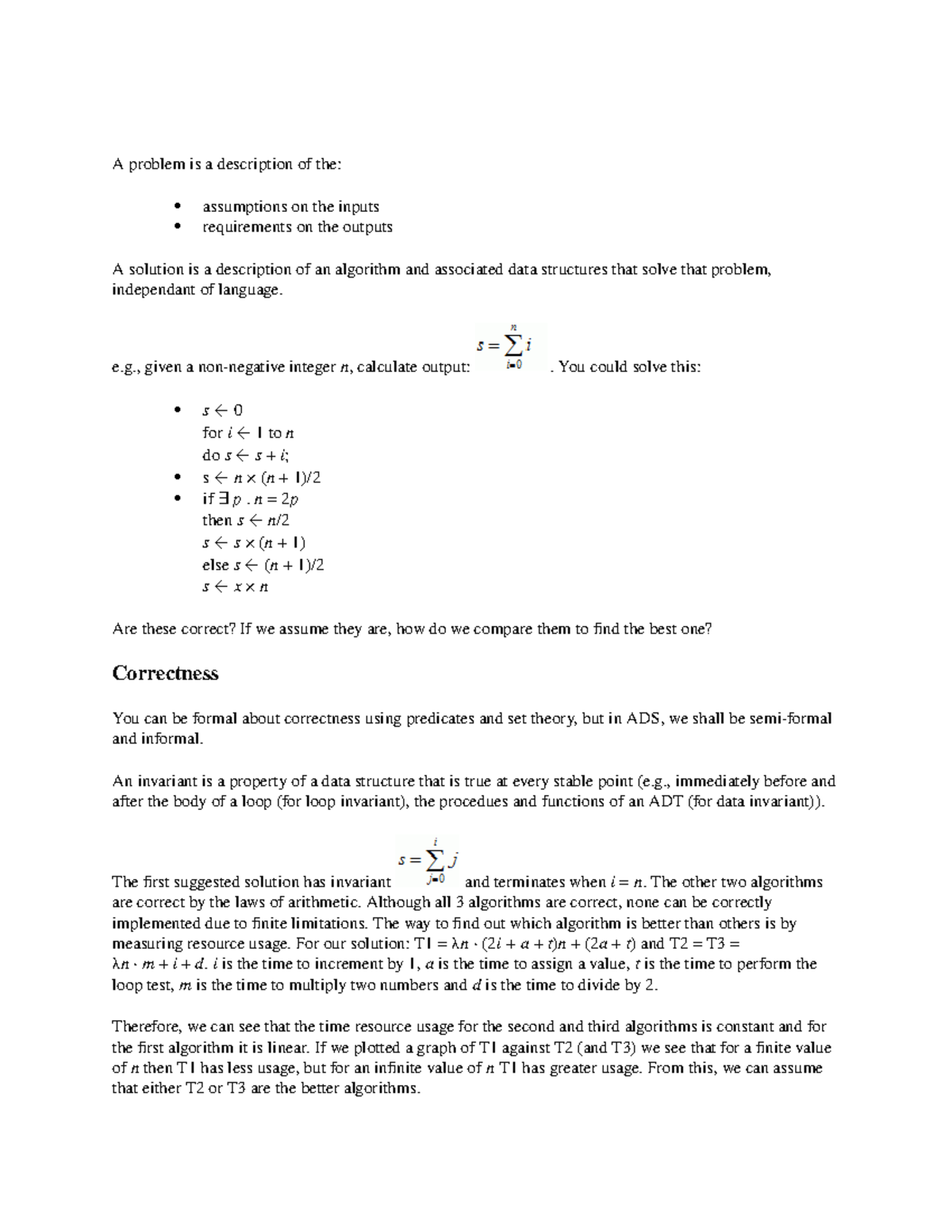 Cs Lecture 4 Computer Science A Problem Is A Description Of The Assumptions On The Inputs