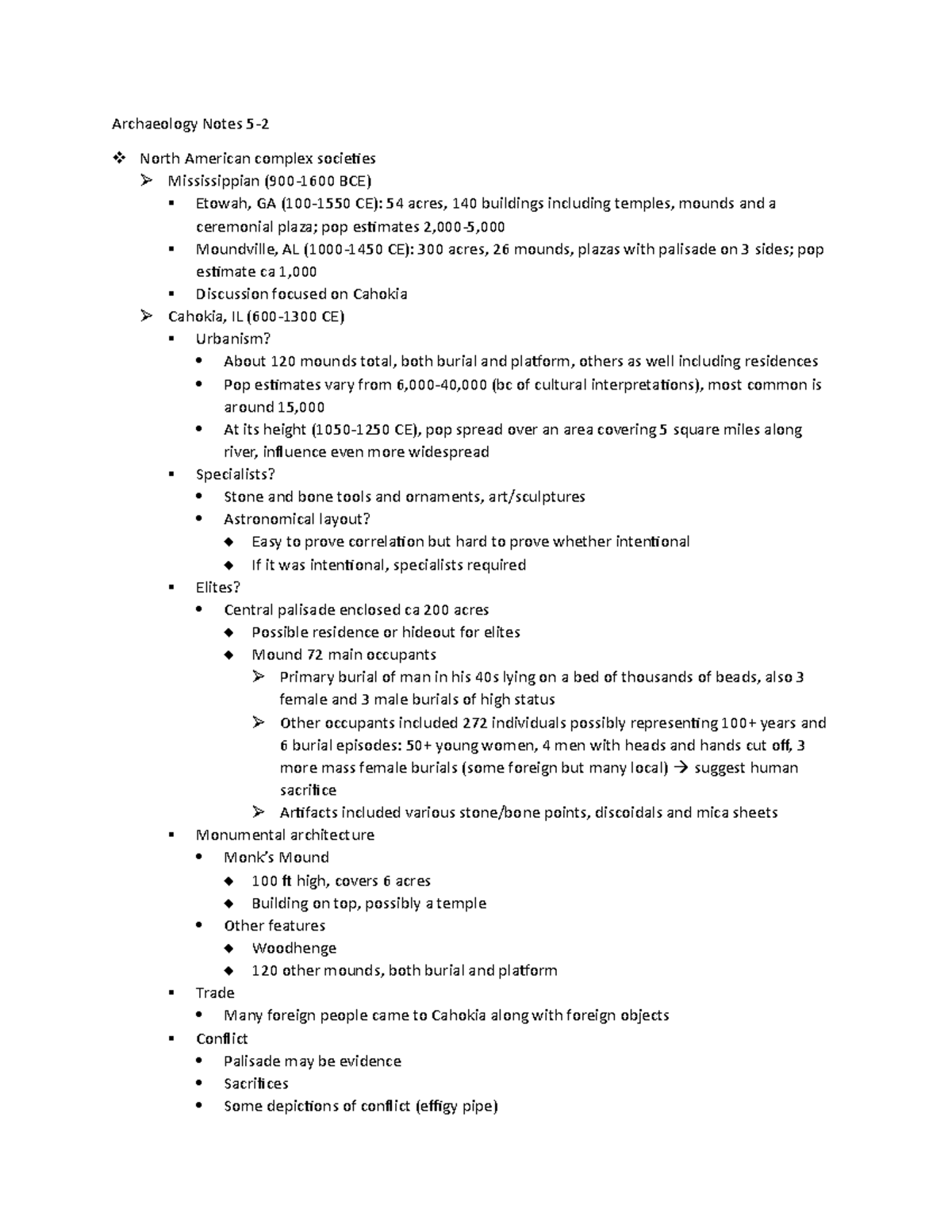 Archaeology Notes 5-2 - Lecture titled "New world complexity: North ...