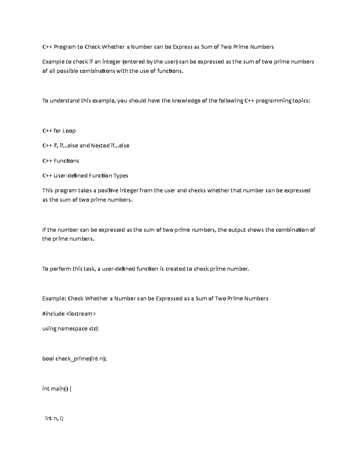 C 34 - Assignment - C++ Program to Check Whether a Number can be ...