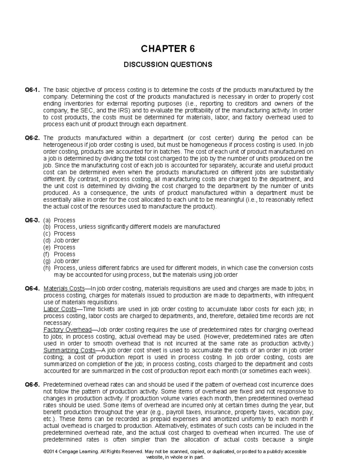 Ch06SM elearn - Solution for Cost Accounting - CHAPTER 6 DISCUSSION ...