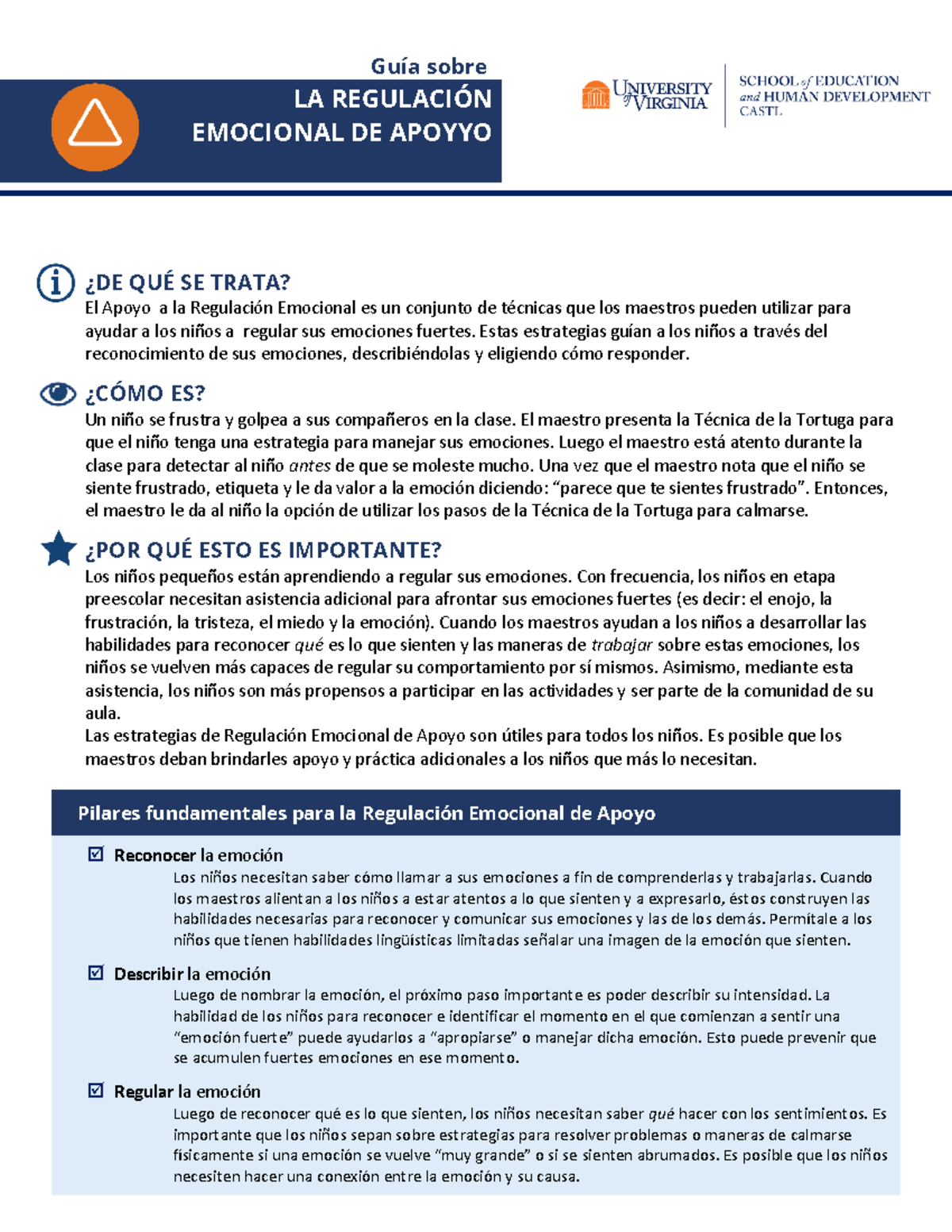 Strategy Handout Emotion-Regulation Spanish - Guía sobre LA REGULACIÓN ...