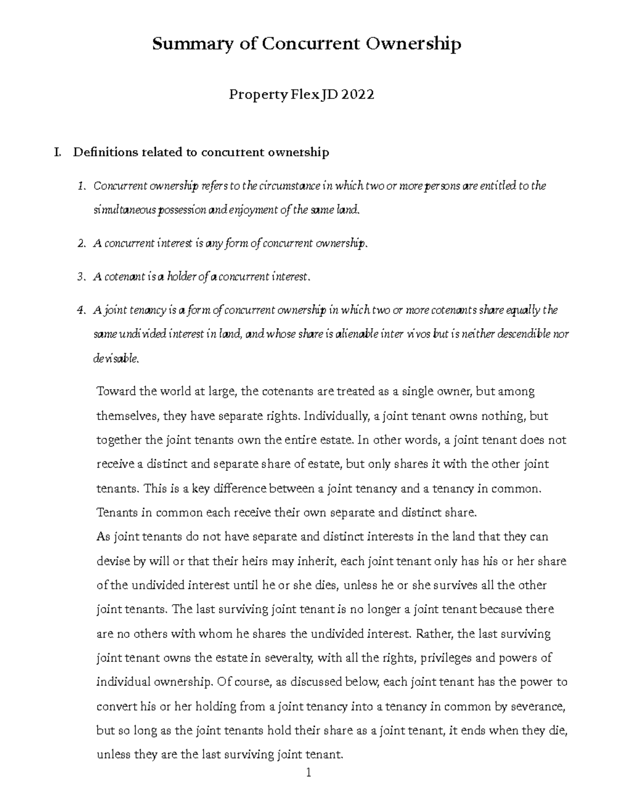 07 - Summary of Concurrent Ownership - Property Flex JD 2022 - Property ...