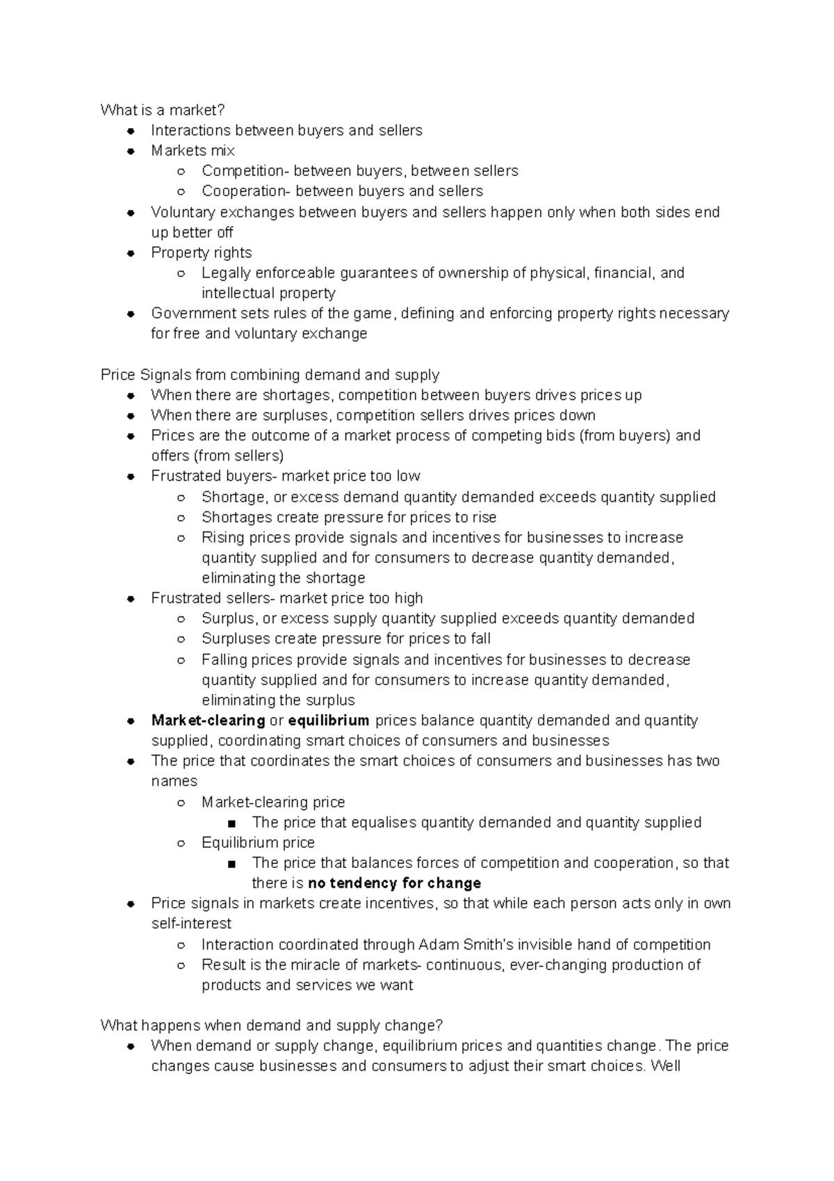 Lecture Module 4 Notes - What is a market? Interactions between buyers ...