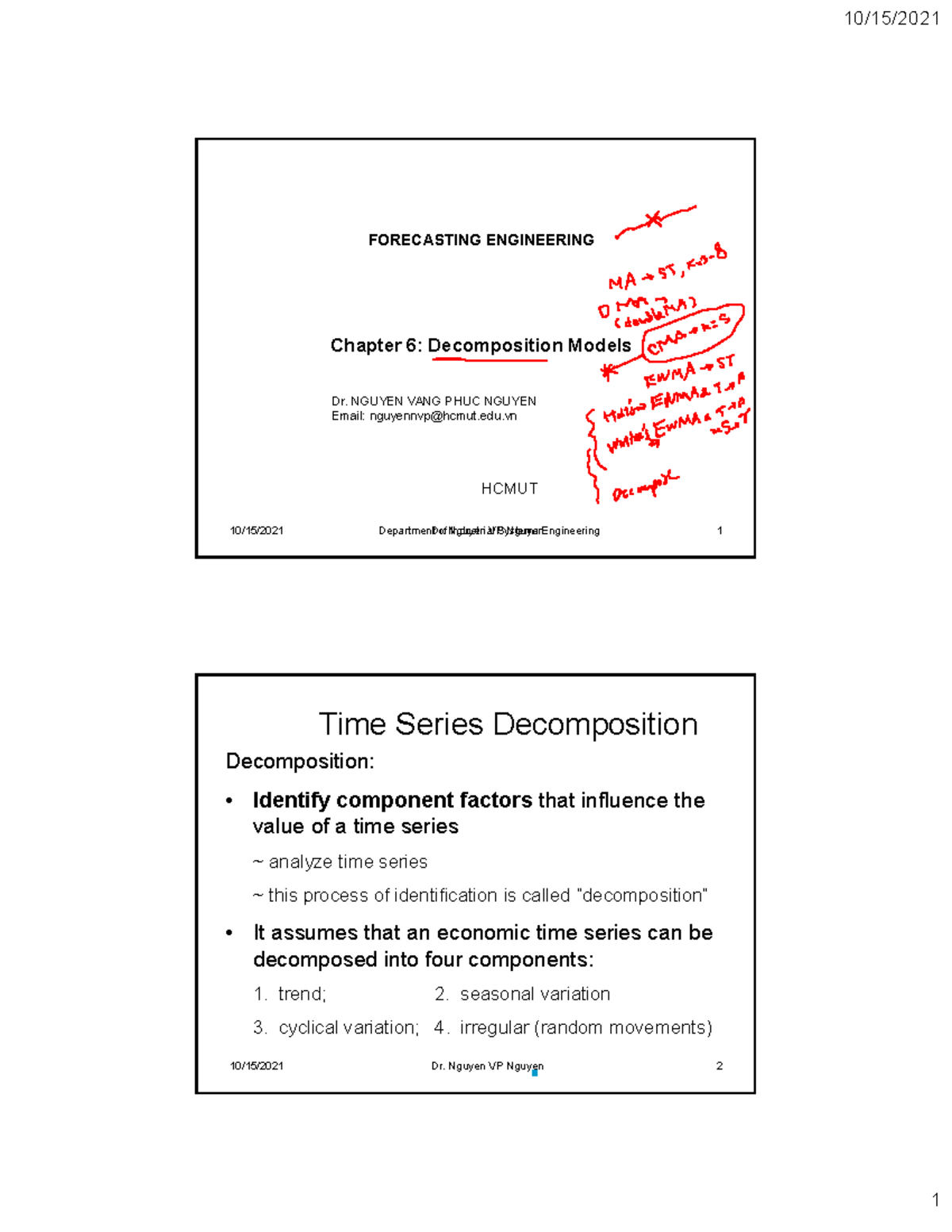 Chapter 6 Decomposition Models Oct21 Revised - 10/15/2021 Department of ...