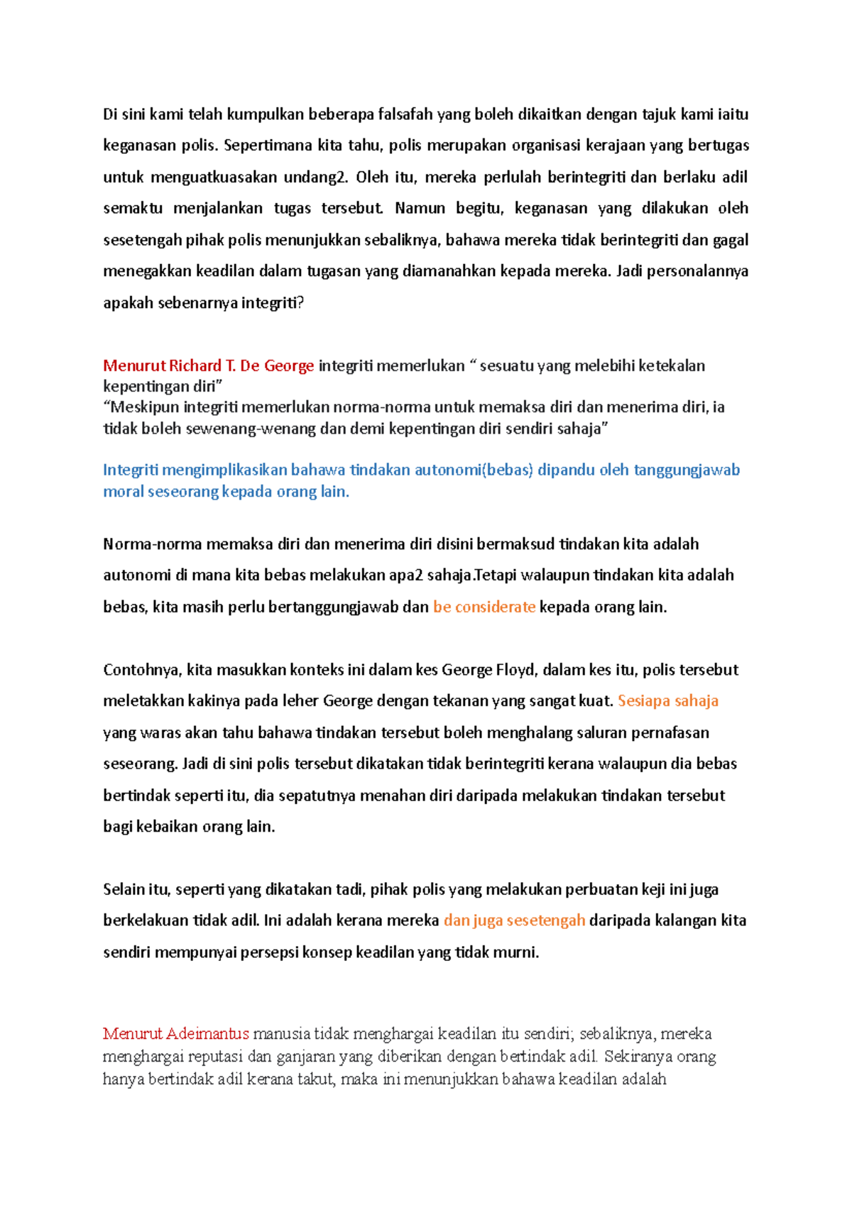 Script philo for presentation assignment - Di sini kami telah kumpulkan beberapa falsafah yang ...