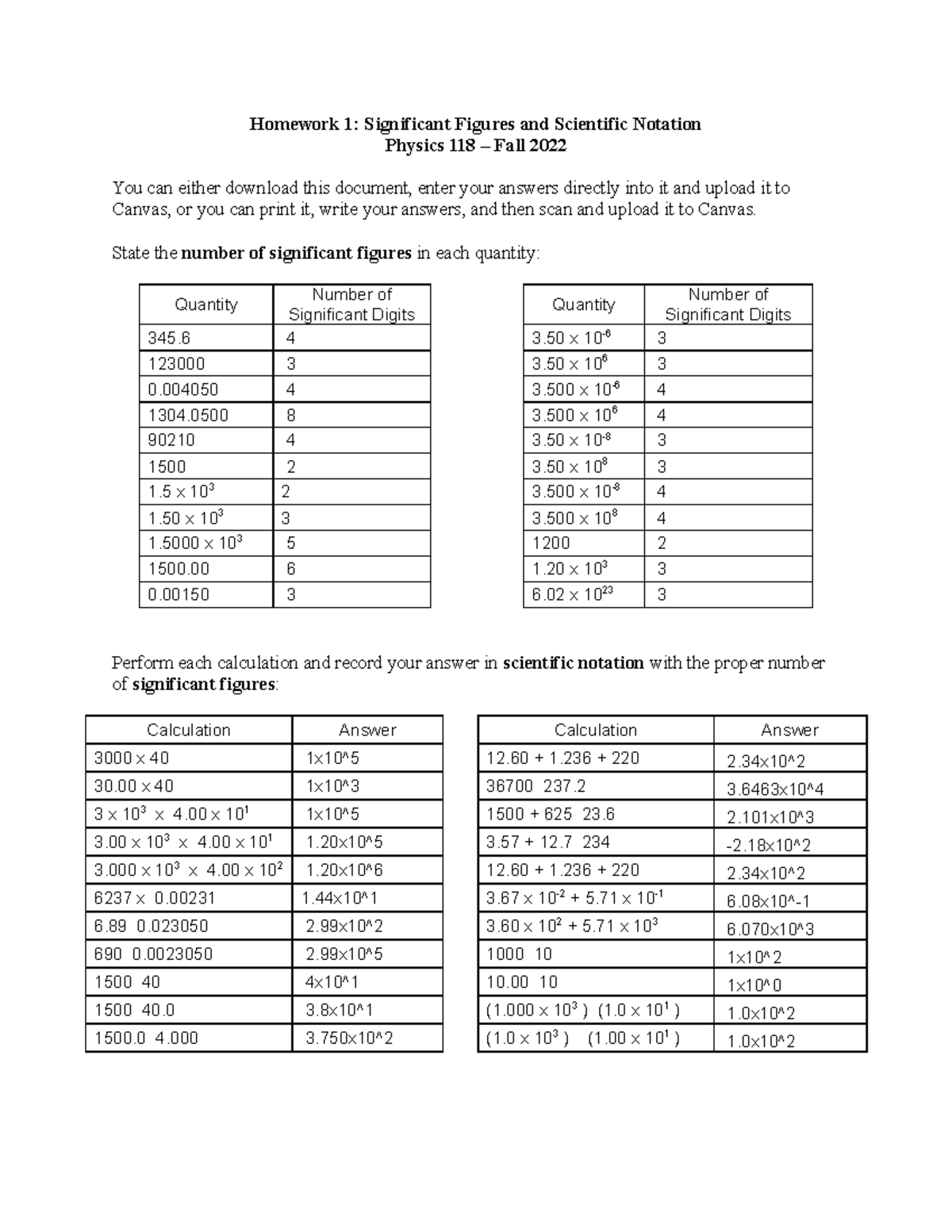 PHYC 118 HW1 - Homework 1 - Homework 1: Significant Figures and ...