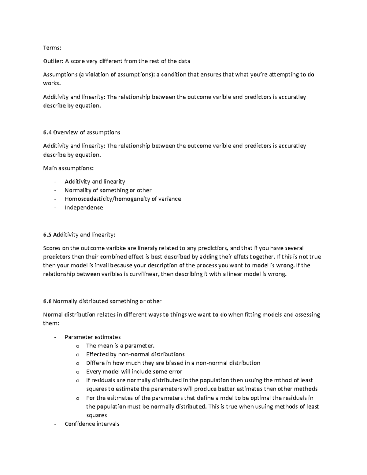 Chpater 6 Reading - Chapter 6 Notes (unfinished) - Terms: Outlier: A ...