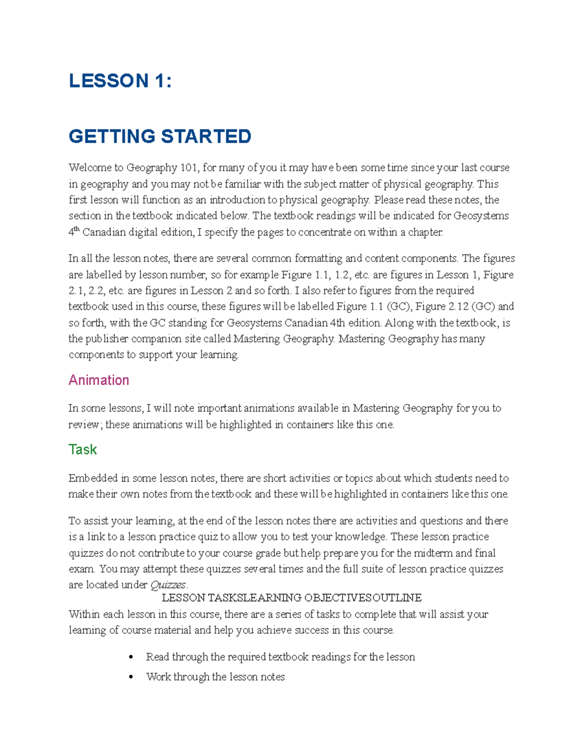 GG101 Lesson 1 & 2 Notes - LESSON 1: GETTING STARTED Welcome to ...