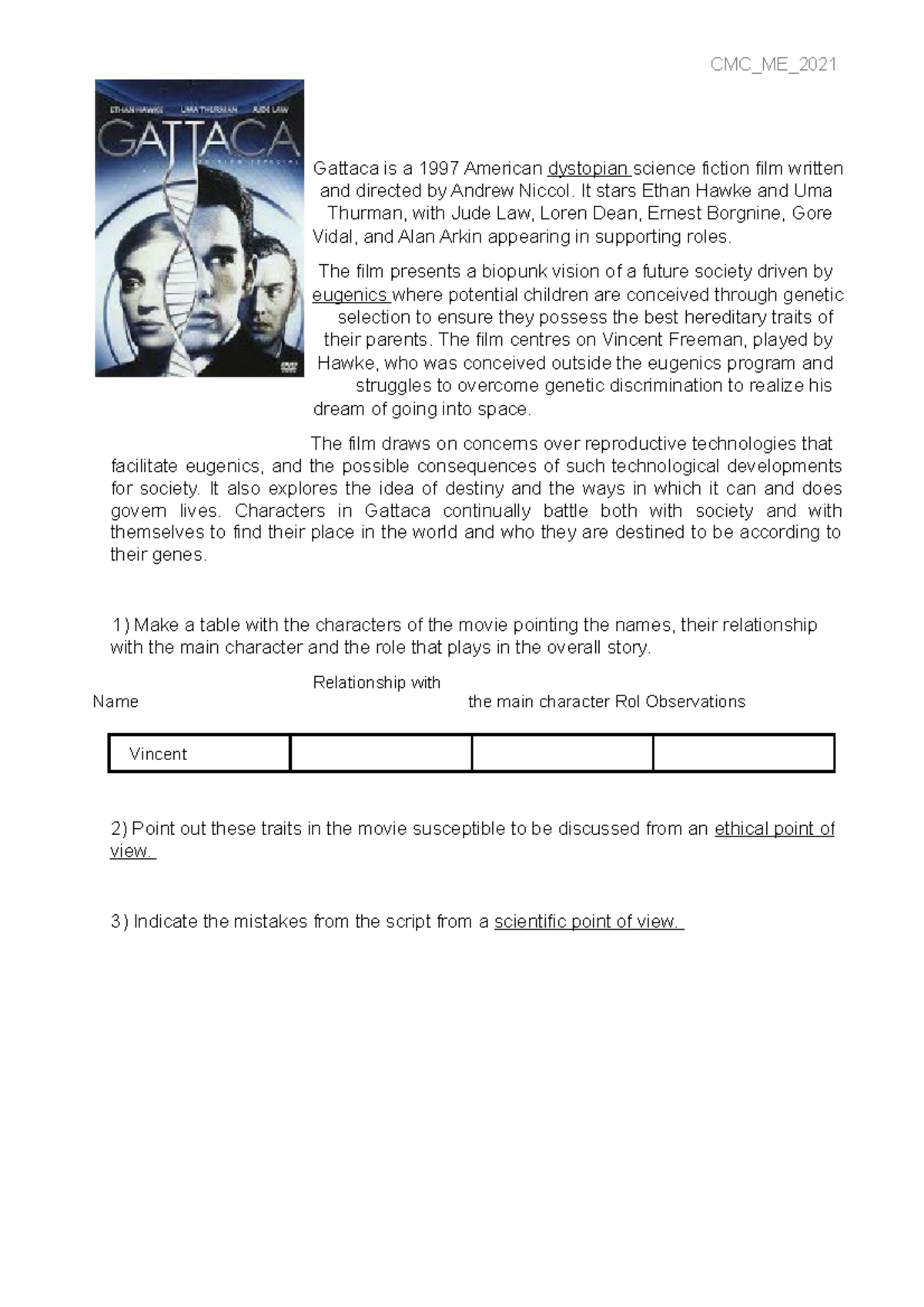 ACT Gattaca cjenscjen - CMC_ME_ Gattaca is a 1997 American dystopian ...
