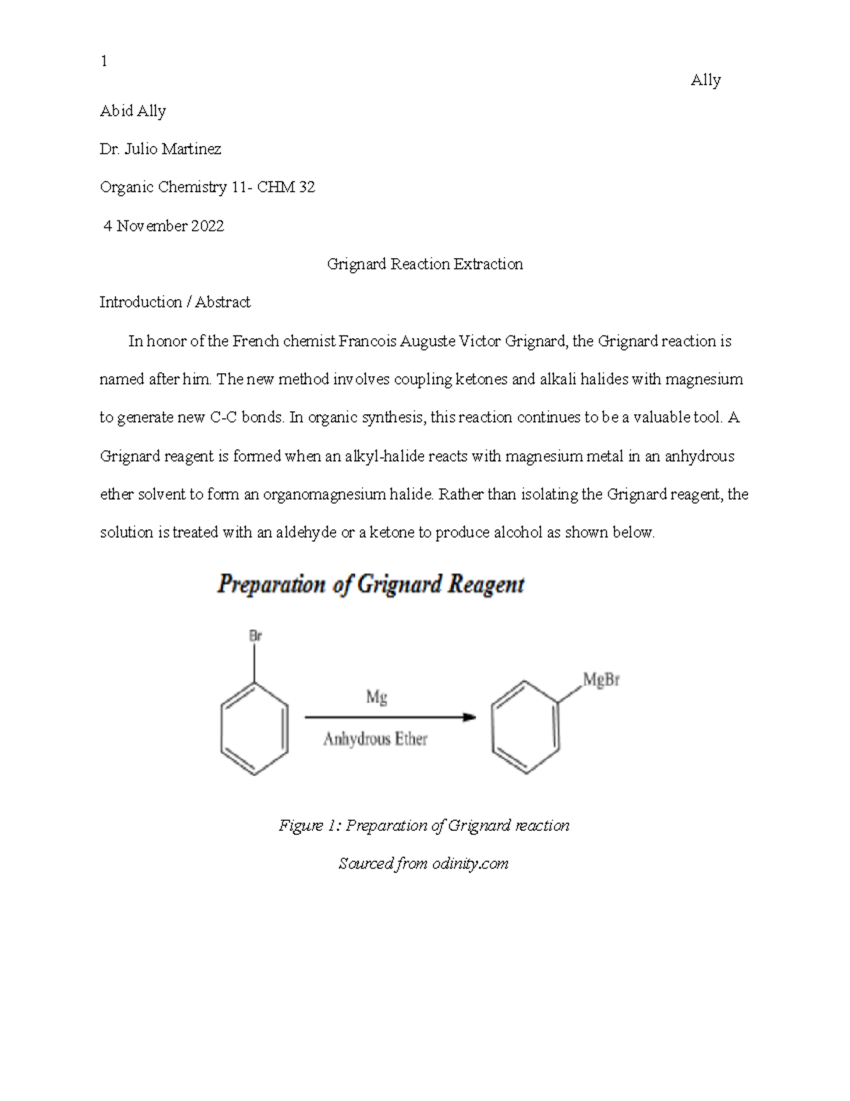 Grinard - This is an excellent lab report. Great format and grammar and ...