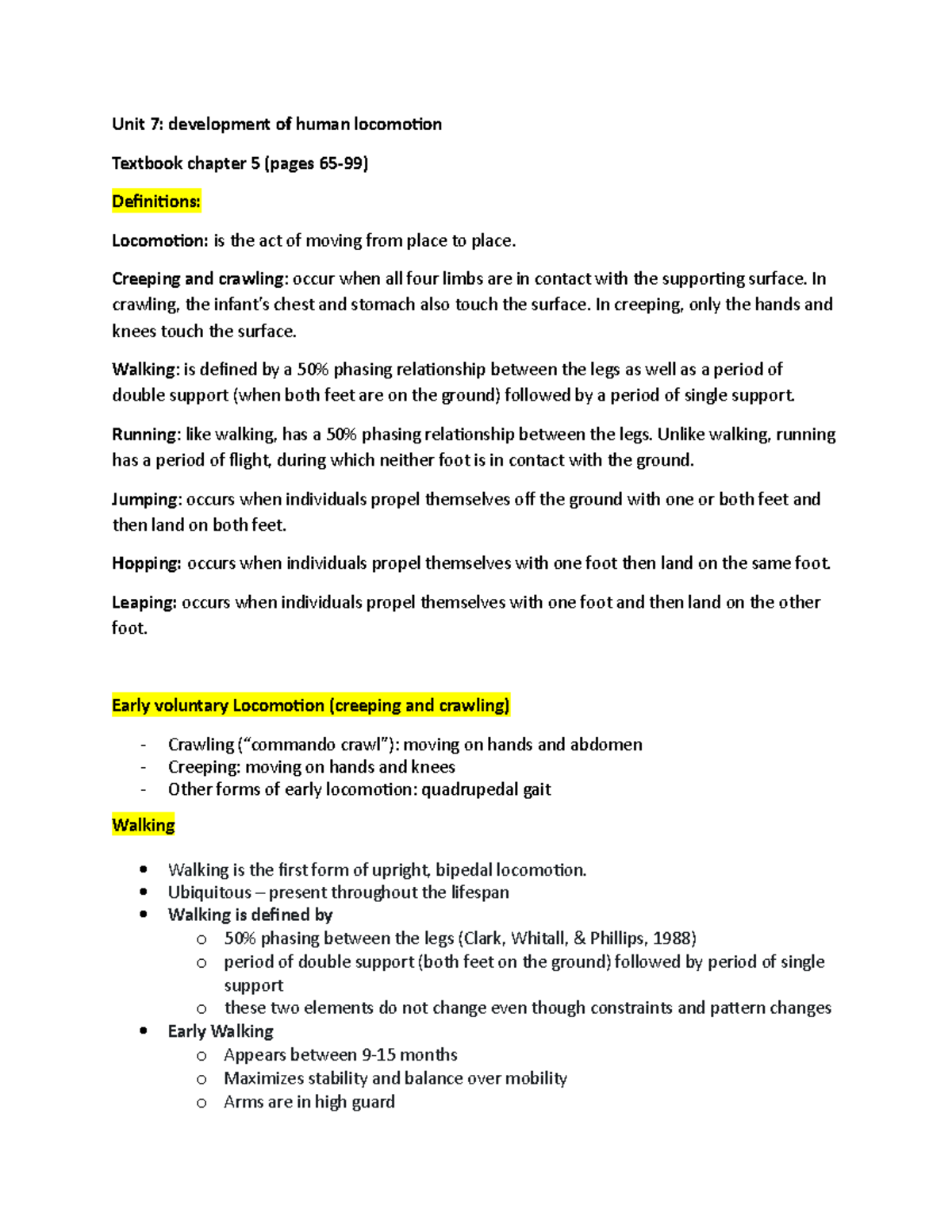 Unit 7 - development of human locomotion - Unit 7: development of human ...