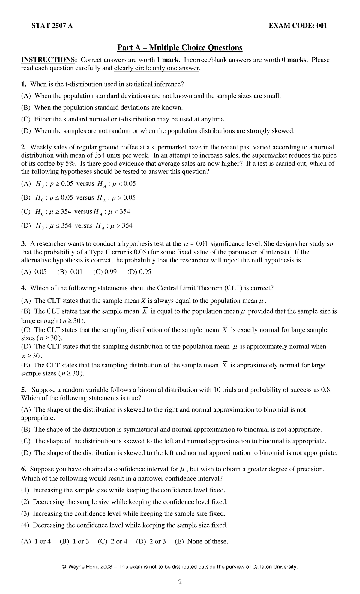 2 PDFsam stat2507-finalexam - © Wayne Horn, 2008 – This exam is not to ...