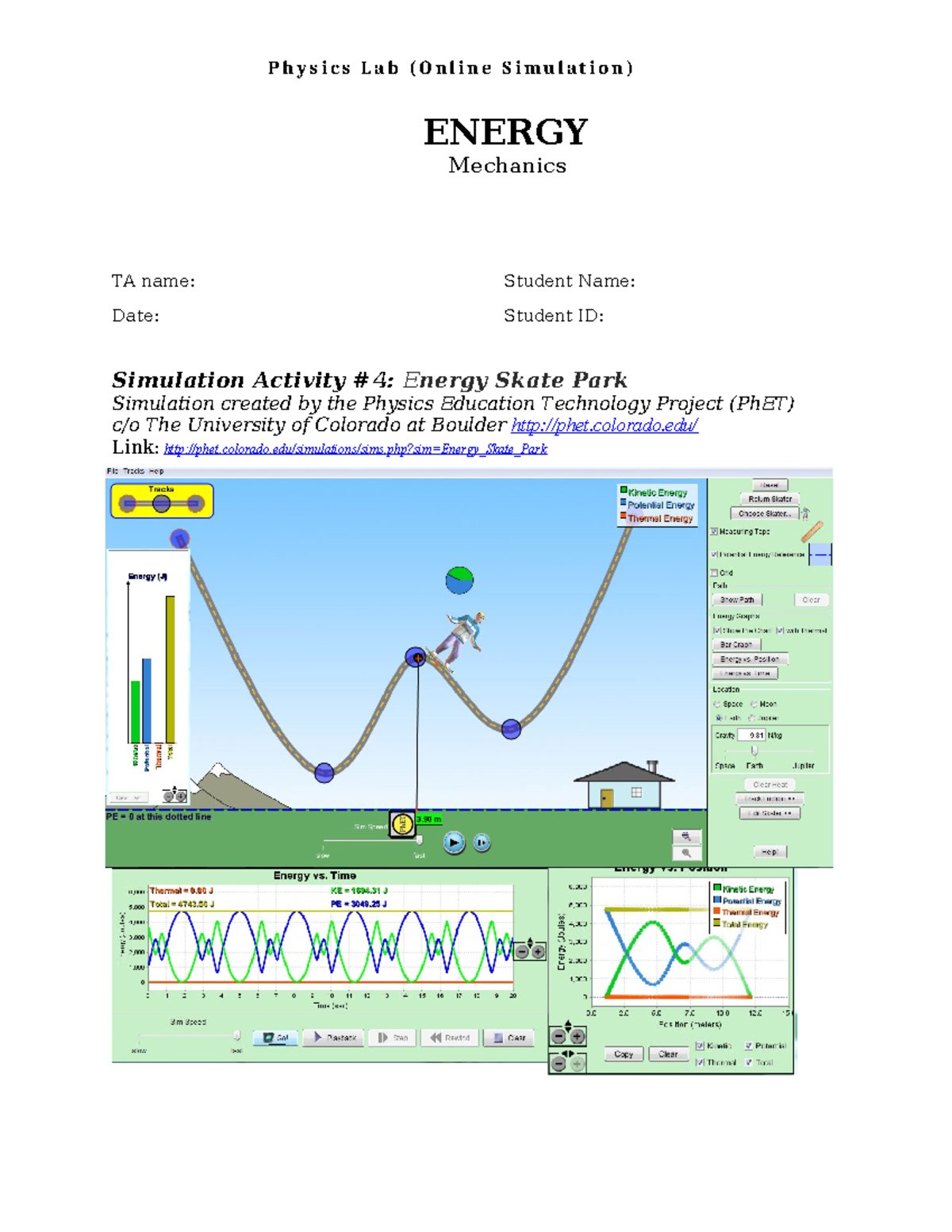 6 Energy Online- Edited - ENERGY Mechanics TA name: Date: Student Name ...