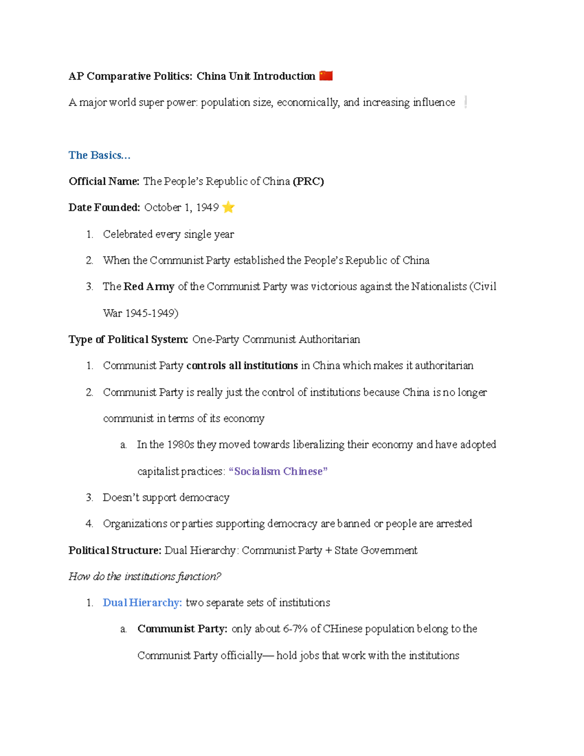 China Unit Introduction - .. Official Name: The People’s Republic of ...