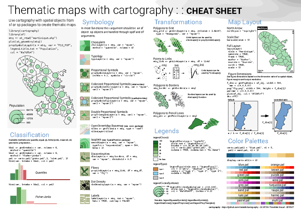 Cartography - R cheetsheet - Thematic maps with cartography : : CHEAT ...