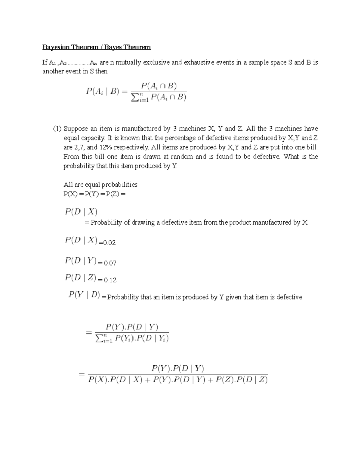 Bayesion Theorem - Problems and answers - Bayesion Theorem / Bayes ...