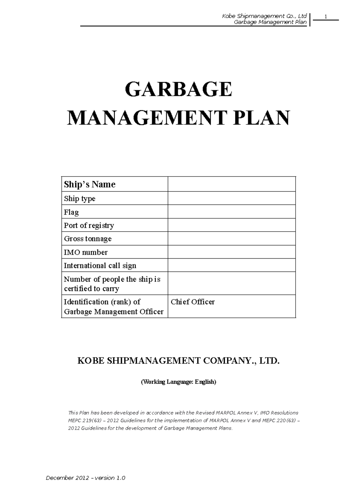 Garbage Management Plan (English) - Garbage Management Plan GARBAGE ...