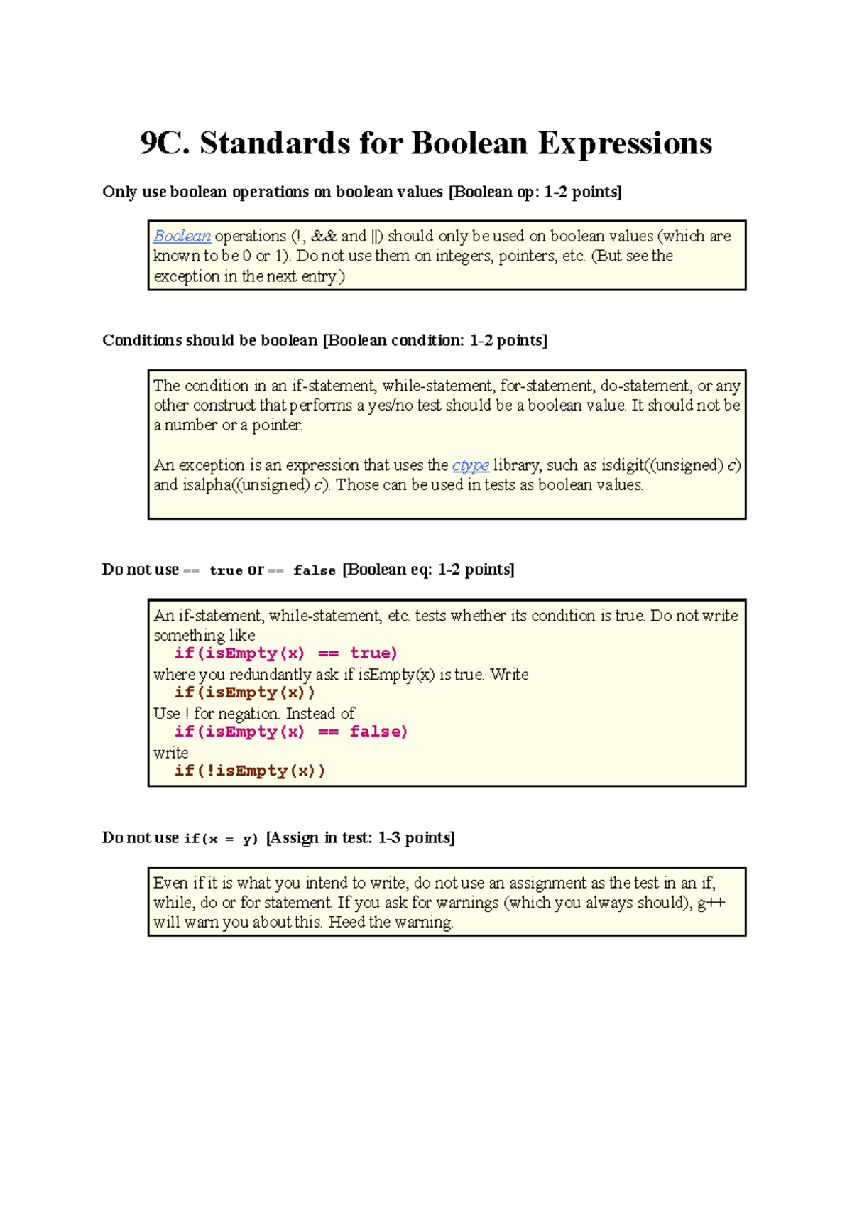 Lecture 9C - Standards for boolean expressions - 9C. Standards for ...
