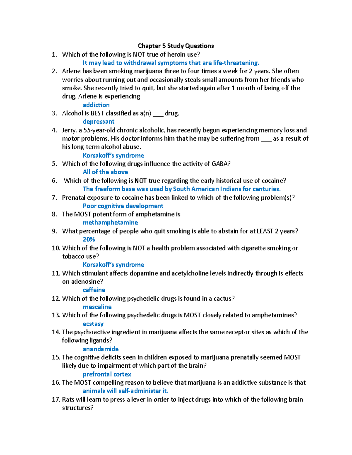 Chapter 5 Study Questions - Chapter 5 Study Questions 1. Which of the ...
