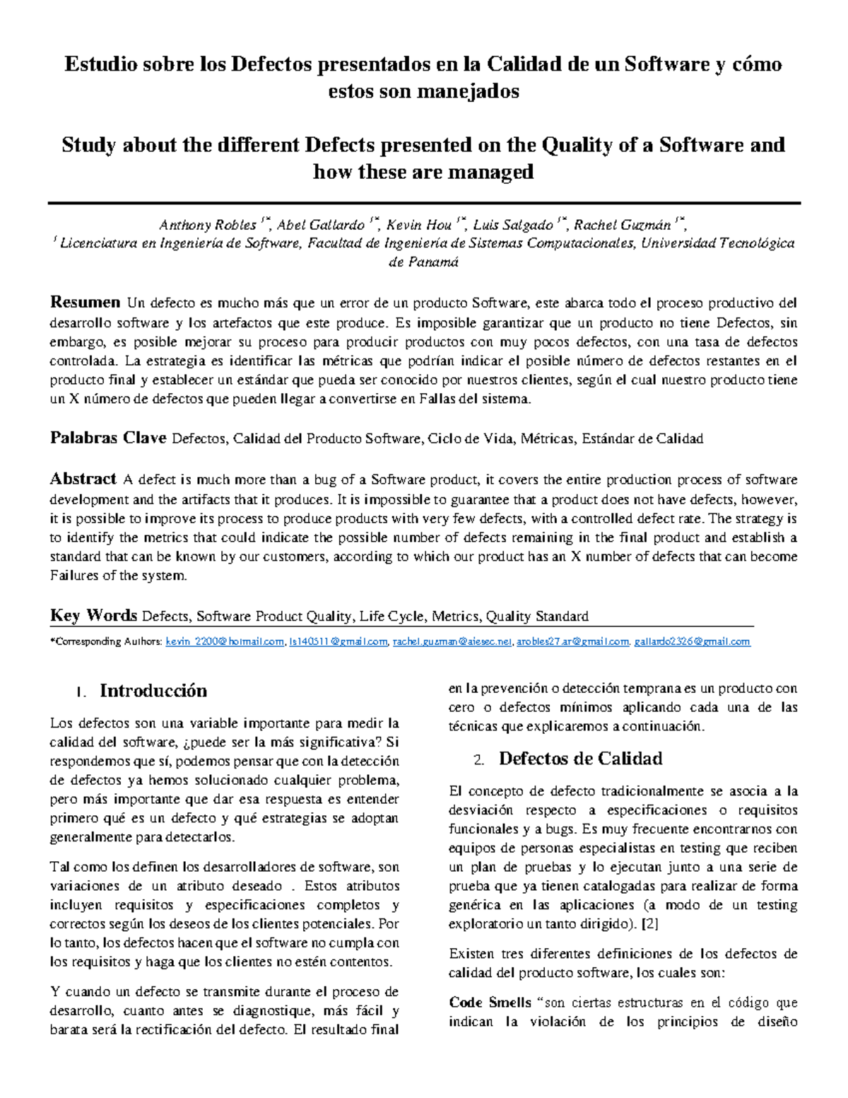 Estudio sobre los Defectos presentados en la Calidad de un Software y ...