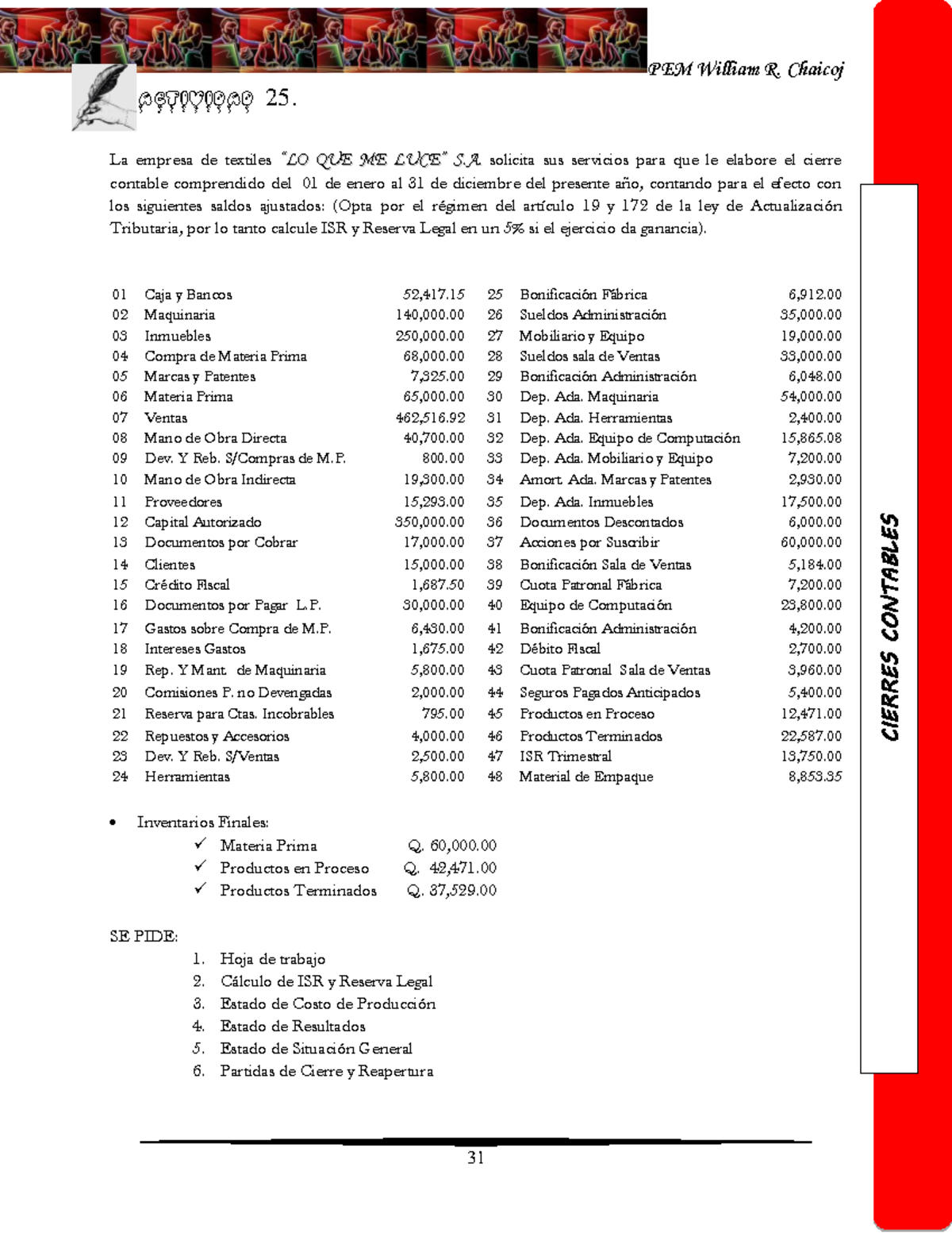 Cierre contable 3 costos elaborar cierre contable - Contabilidad - USAC ...