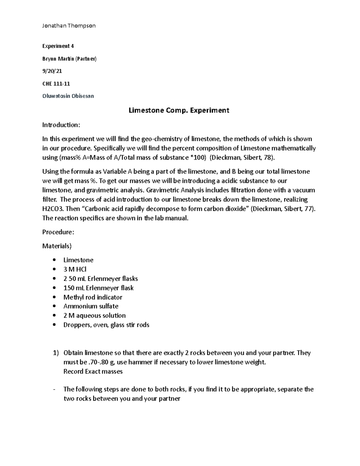 Experiment 4 Doc - Jonathan Thompson Experiment 4 Brynn Martin (Partner ...