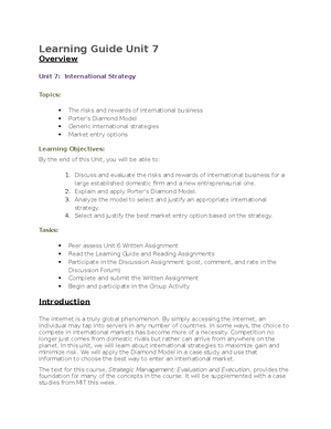 Unit 7 Written Assignment - BUS 5111 - UoPeople - Studocu