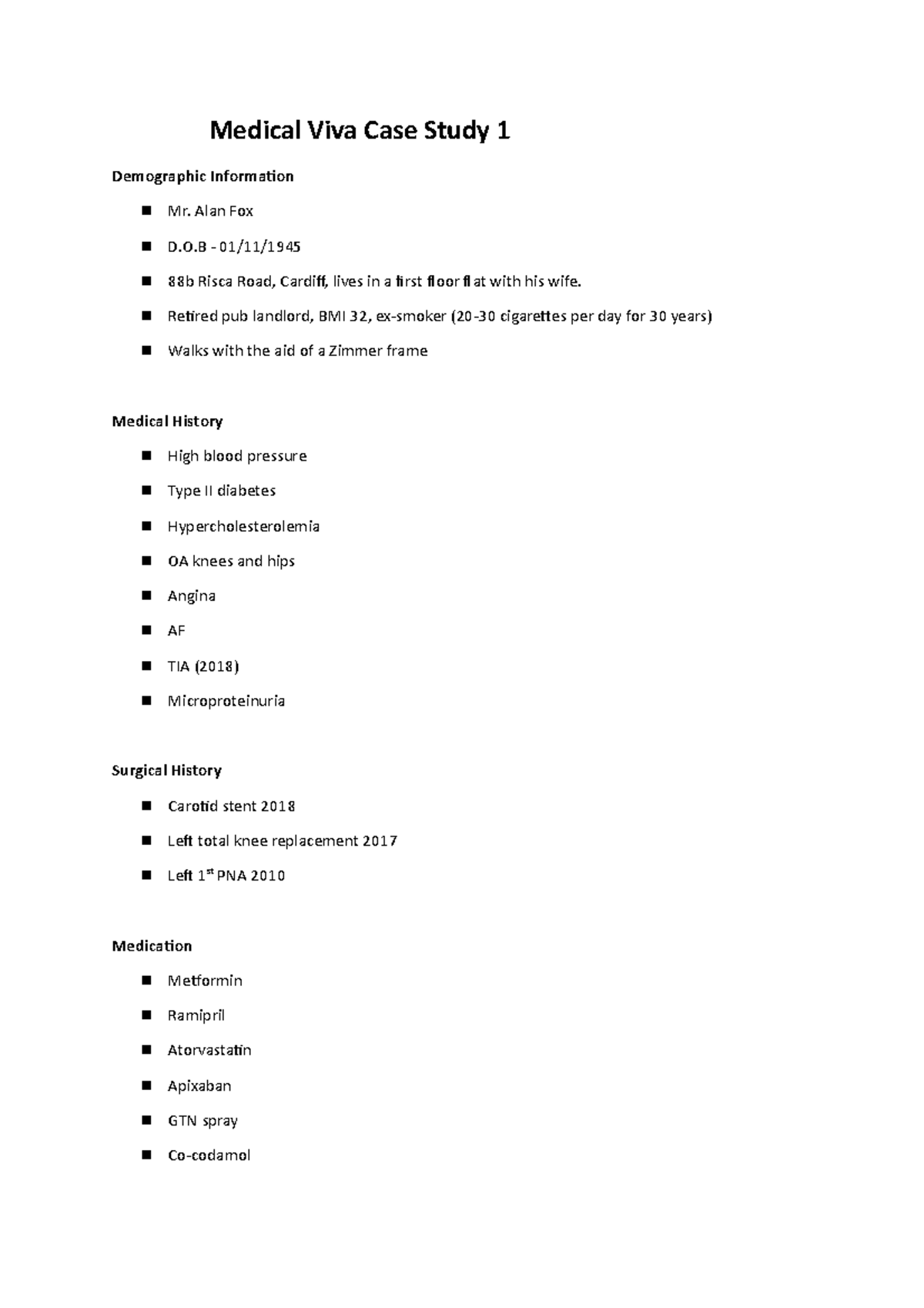 med of skin jo - a Medical Viva Case Study 1 Demographic Information Mr ...