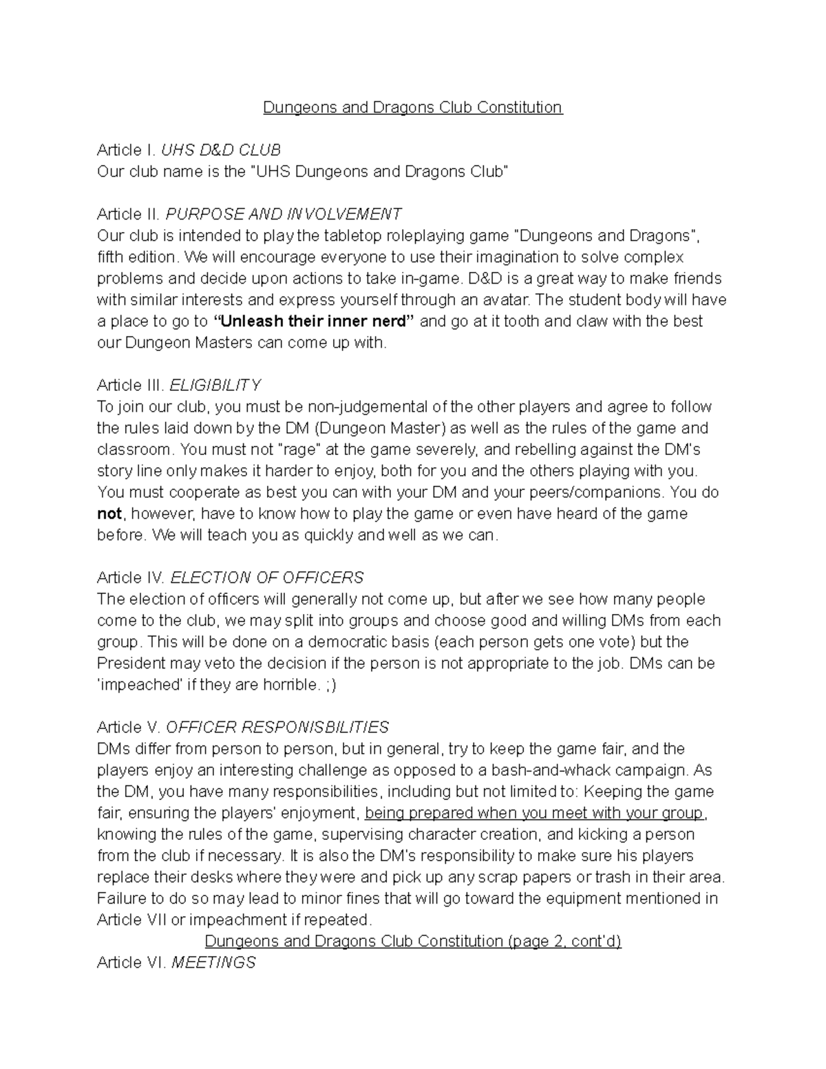 Copy of Sample constitution - Dungeons and Dragons Club Constitution ...