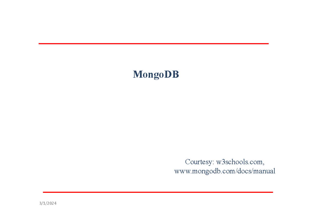 Mongodb Nosql Database Mongodb Courtesy W3schools Mongodbdocsmanual
