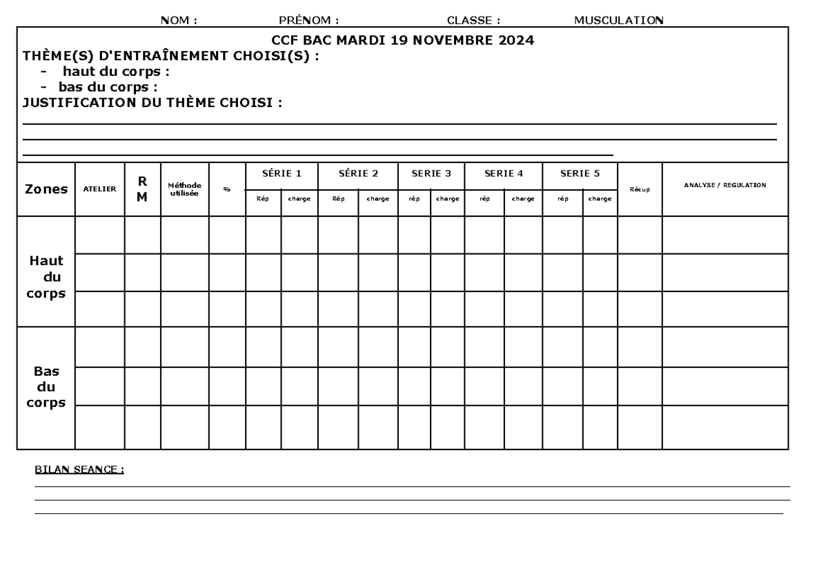 Fiche CCF Musculation - CCF MUSCU - NOM : PRÉNOM : CLASSE : MUSCULATION ...