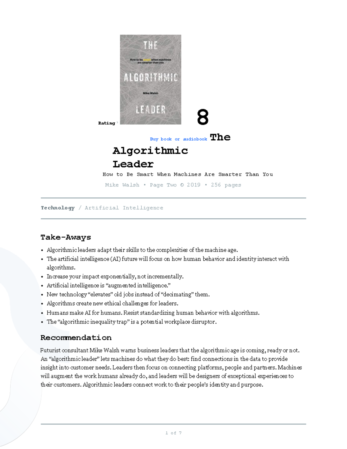 The algorithmic leader walsh en 40779 - ####### 1 of 7 Rating? 8 Buy ...