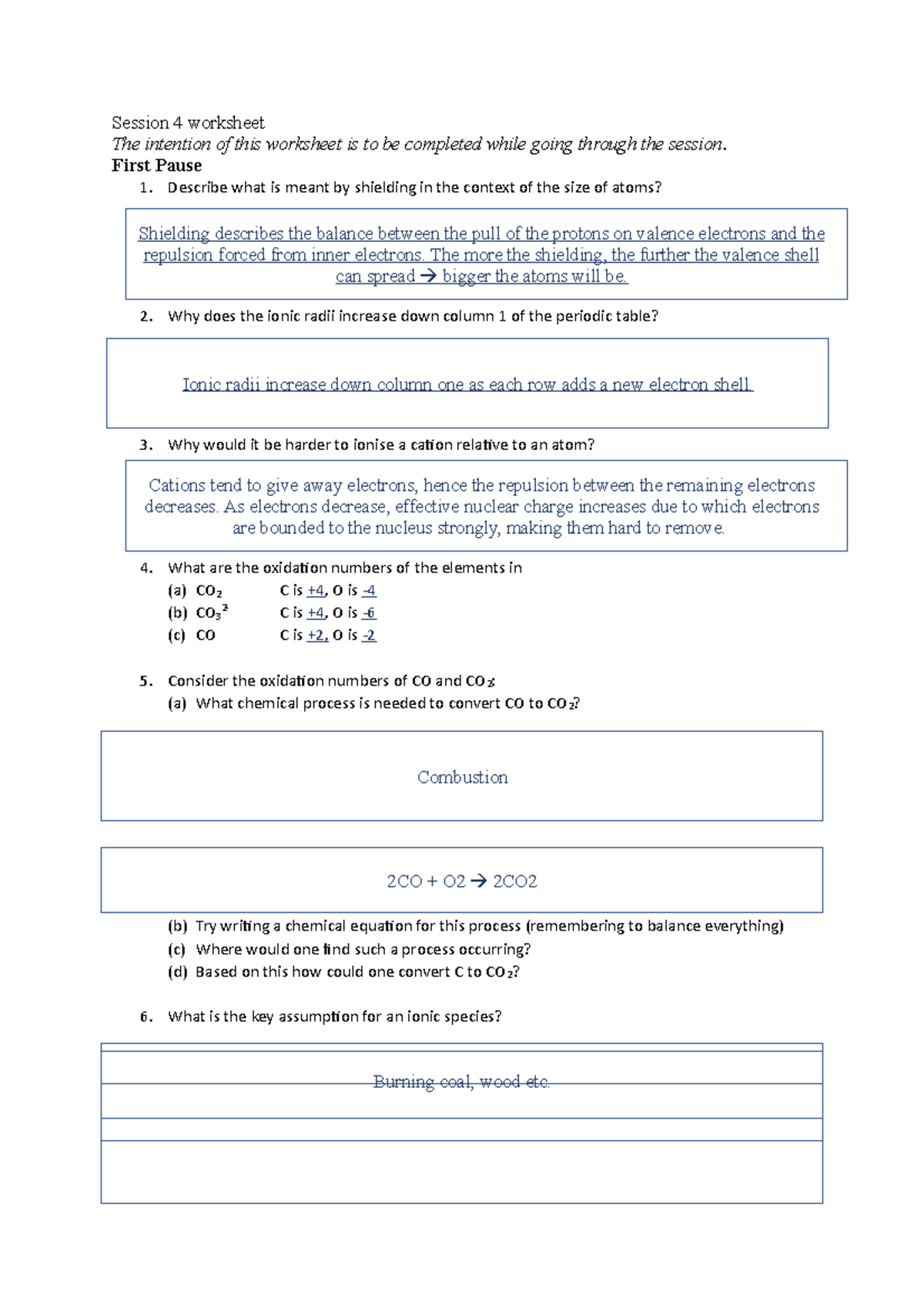 Week 2 Session 1 worksheet - Session 4 worksheet The intention of this ...