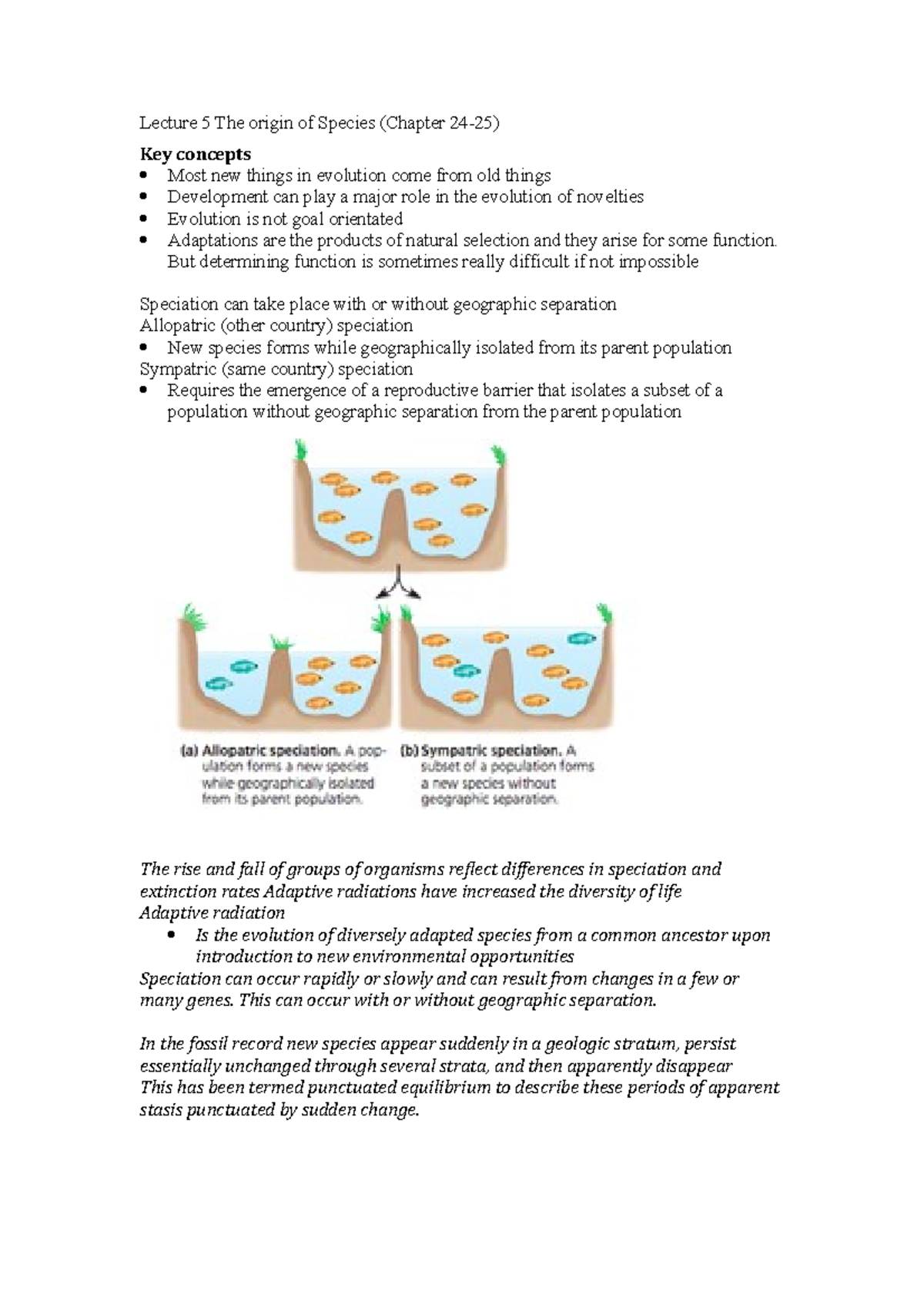 Lecture 5 The Origin of Species - Lecture 5 The origin of Species ...