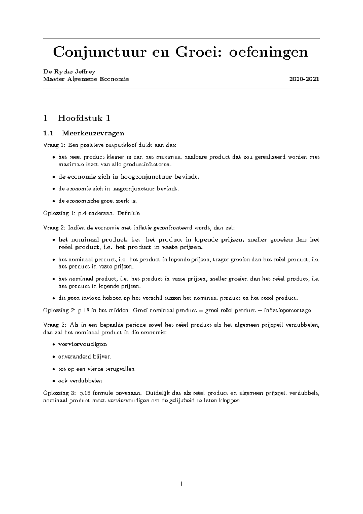 Opl MC-1 - Exercises in Micro economics - Conjunctuur en Groei ...