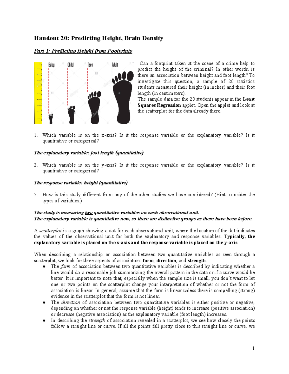 Handout 20 Part 1 (MLopez) - Handout 20: Predicting Height, Brain Density Part 1: Predicting ...