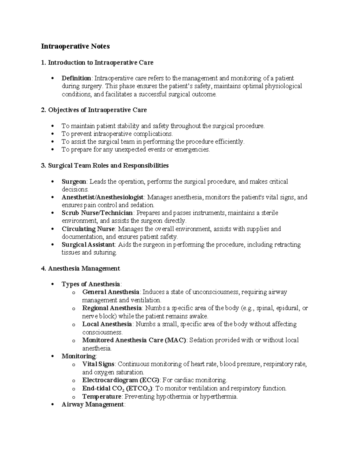 Intraoperative Notes - Introduction to Intraoperative Care Definition ...