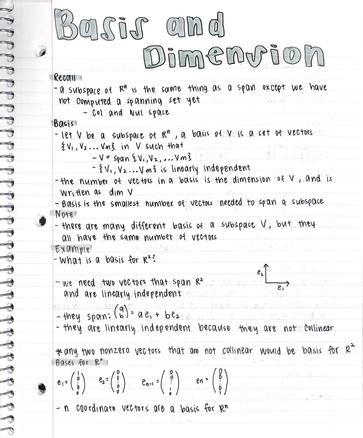 Basis and dimension notes - MATH 1553 - Studocu